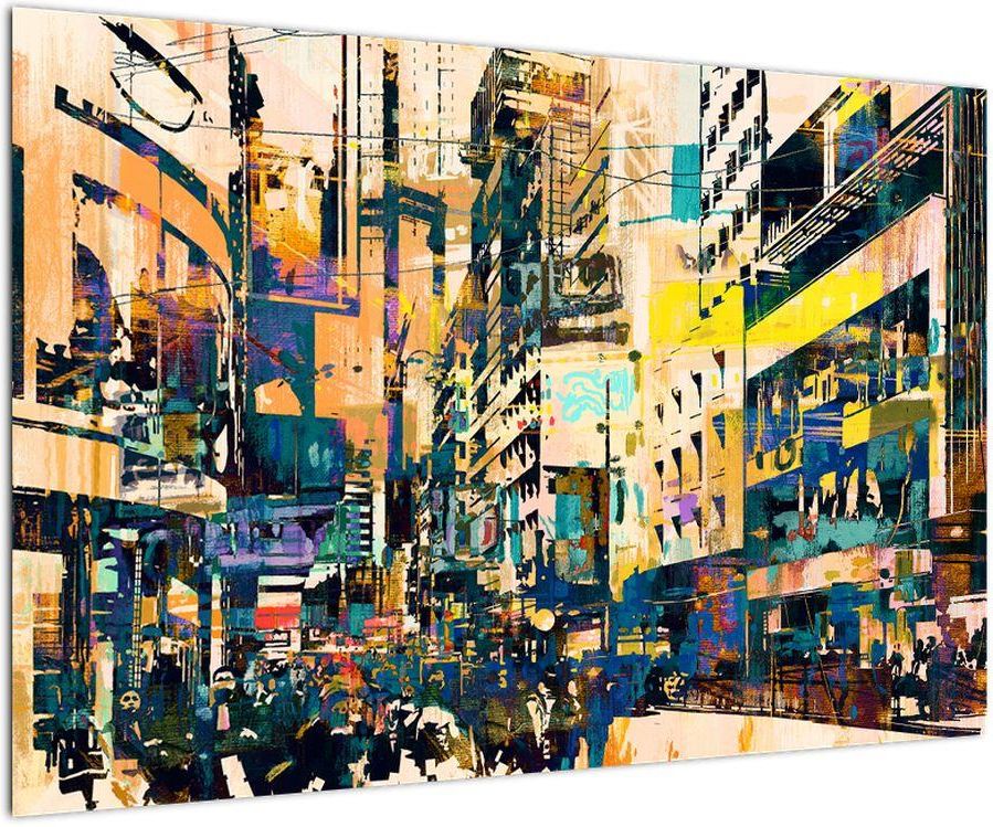 Domali Obraz malowanej abstrakcji, jednoczęściowy 90x60 cm (61519 ...