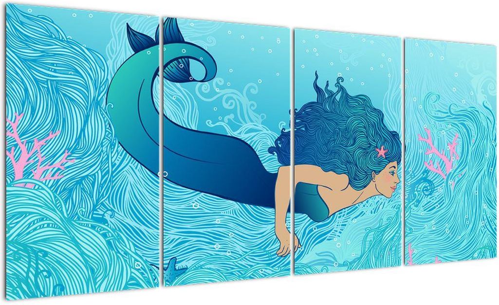 Domali Obraz Syrenka, czteroczęściowy 160x80 cm (107700) - Opinie i ...