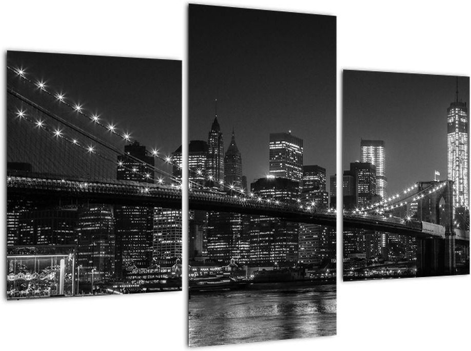 Domali Obraz mostu Brooklyn Bridge w Nowym Jorku, tryptyk 90x60 cm ...