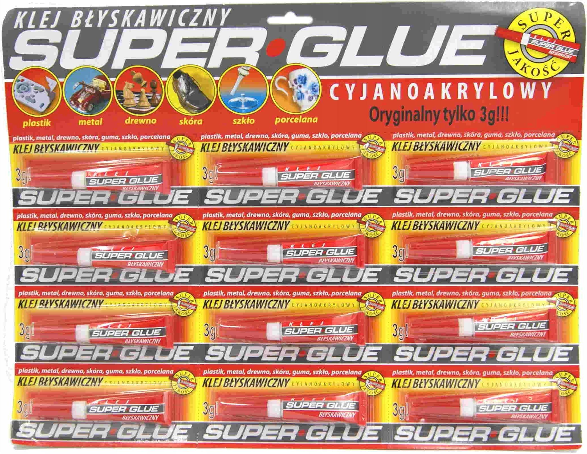 Super Glue Klej Błyskawiczny 12Szt. 3G - Opinie i ceny na Ceneo.pl