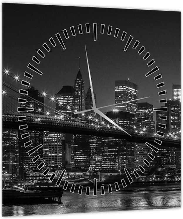 Domali Obraz mostu Brooklyn Bridge w Nowym Jorku (z zegarem ...