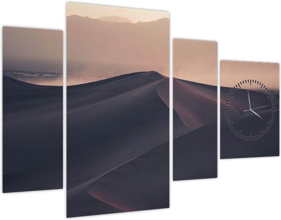 Domali Obraz Wydmy piaskowe (z zegarem), czteroczęściowy 110x75 cm z ...