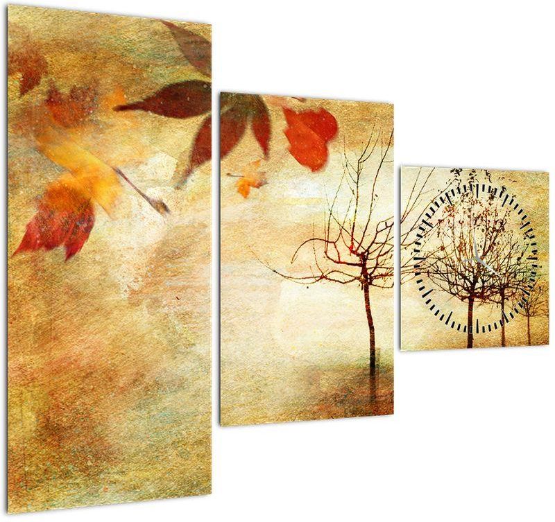 Domali Obraz Jesienny nastrój (z zegarem), tryptyk 90x70 cm z zegarem ...