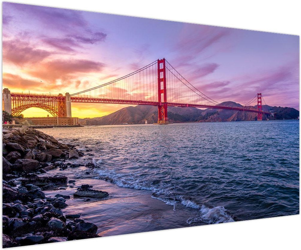 Domali Obraz mostu z zachodem słońca, jednoczęściowy 150x100 cm (147416 ...