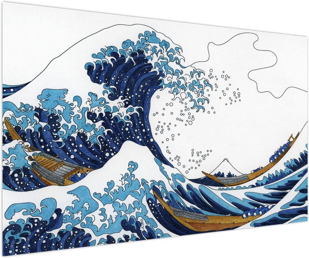 Domali Obraz Japoński rysunek, fale, jednoczęściowy 150x100 cm (153428 ...