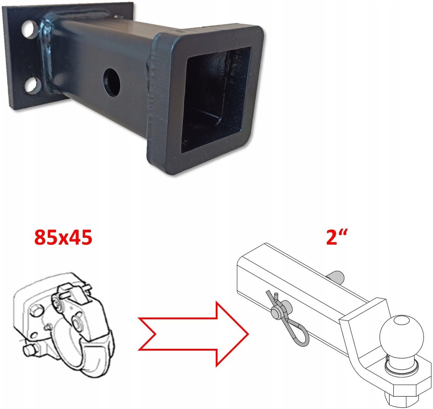 Hak holowniczy Ahaka Adapter Kuli Haka 85X45mm 2 Usa 51X51 - Opinie i ...