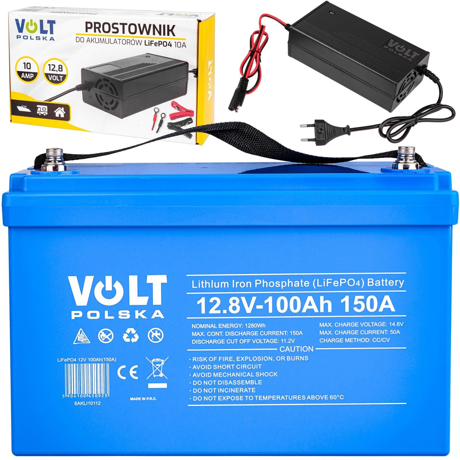 Prostownik do akumulatora Volt Polska Akumulator Lifepo4 100Ah 150A 12V Bms Z Opcją Bluetooth ...
