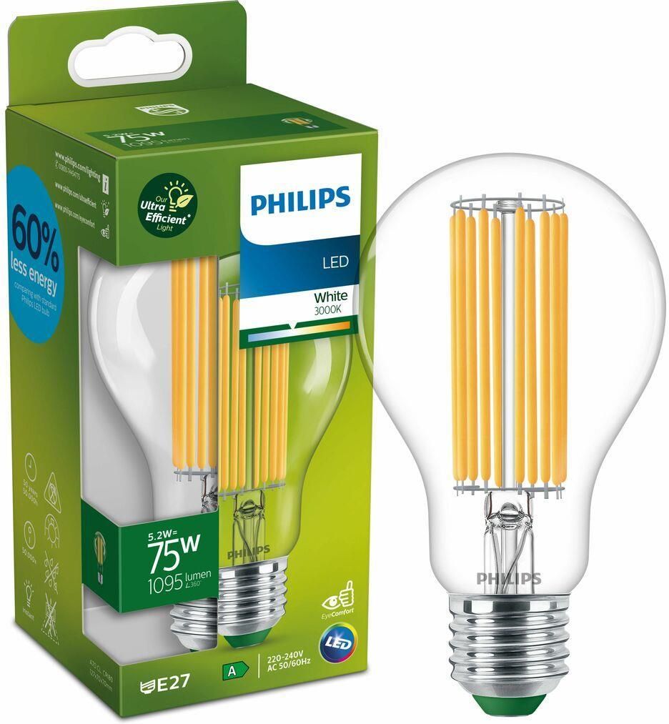 Philips LED Żarówka Ultra energooszczędna 5,2W (75W) A70 E27 biel (929003480401) - Opinie i ...