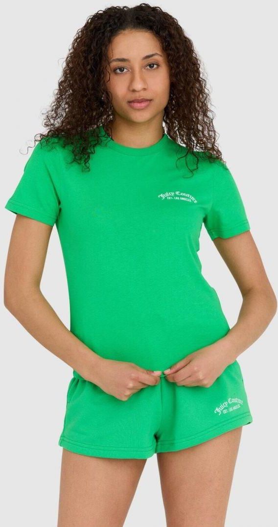 JUICY COUTURE - Zielony t-shirt damski HAYLEE RECYCLED z haftowanym ...