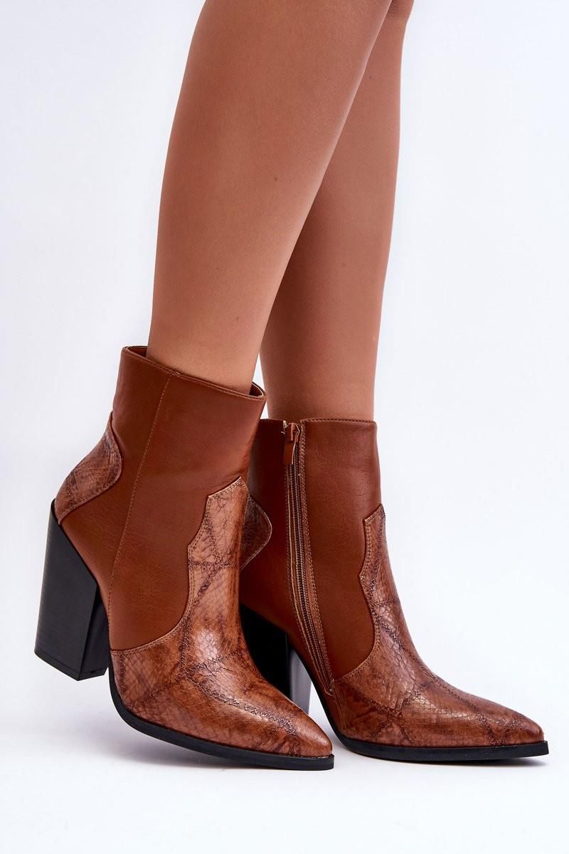 Damskie Skórzane Kowbojki Botki Brązowe Fiorene : Rozmiar - 40 - Ceny i ...