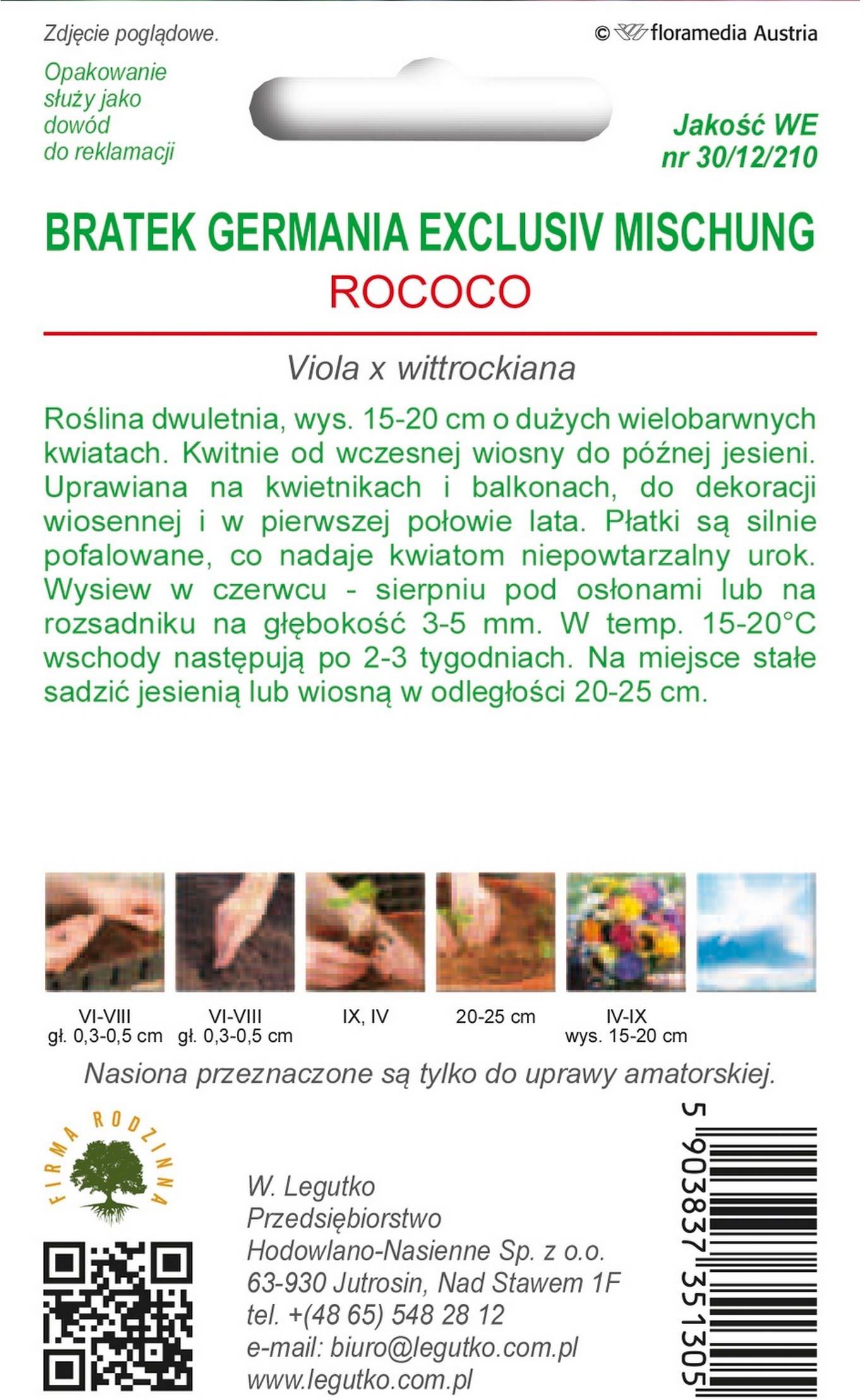 W. Legutko Bratek Szwajcarski Rokoko Wielkokwiatowy Mieszanka 0,4g ...