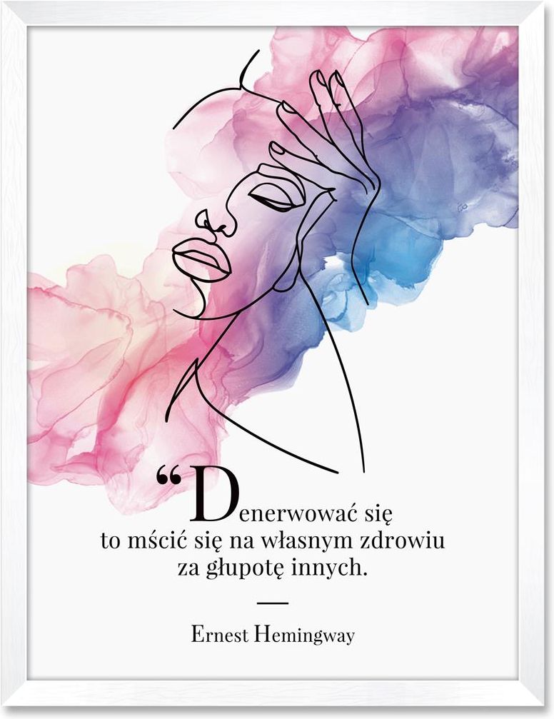 Iwall Studio Obraz Line Art Ernest Hemingway Biała Rama - Opinie i ...