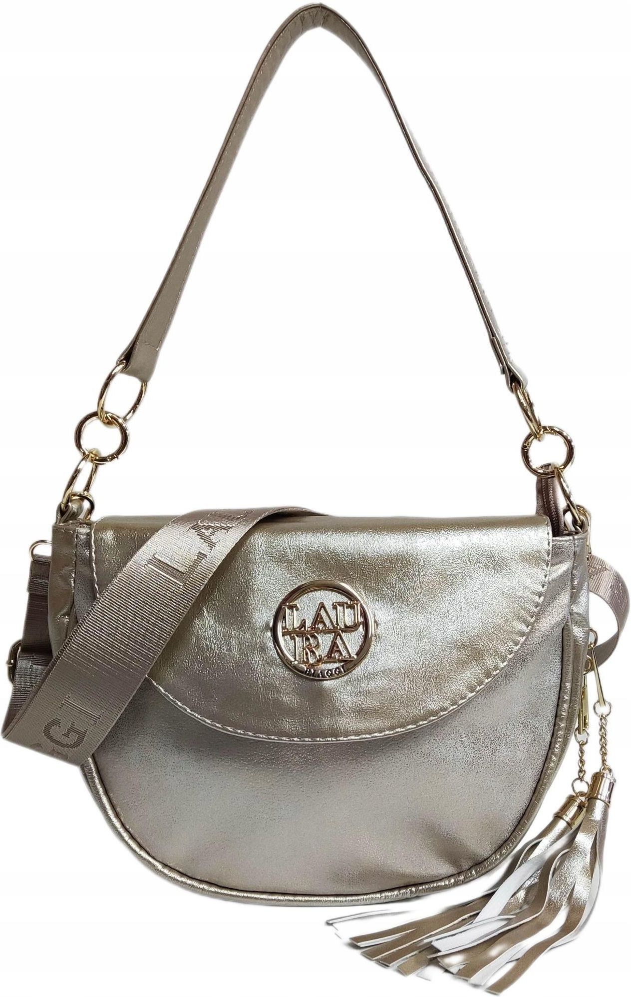 Torebka listonoszka Laura Biaggi beżowa złota - Ceny i opinie - Ceneo.pl