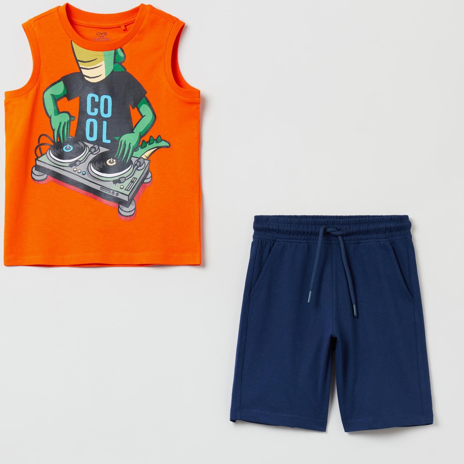 Komplet (t-shirt + spodenki) dla dzieci OVS Jogging Set Red Orange 1798819 122 cm Czerwony ...