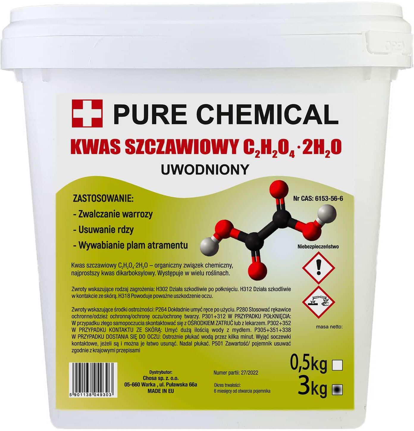 KWAS SZCZAWIOWY - Kwas etanodiowy wiaderko 3kg PURECHEMICAL - Ceny i ...