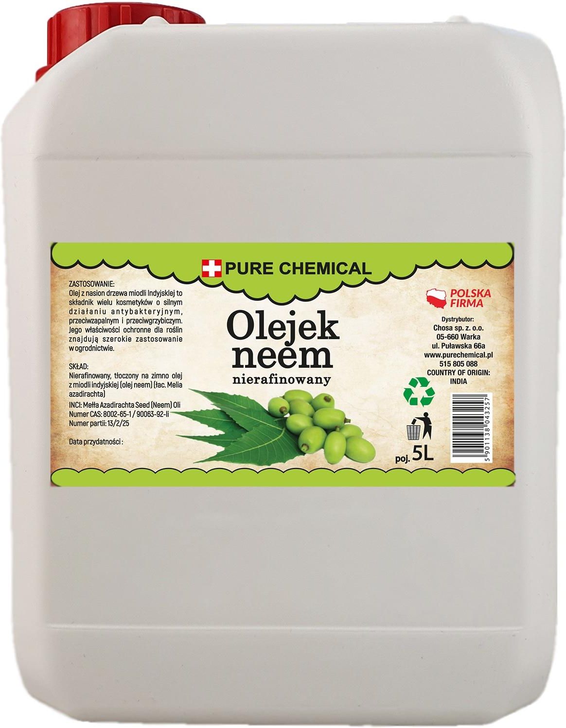 OLEJEK NEEM - Do roślin Nierafinowany 5L PURECHEMICAL - Opinie i ceny na Ceneo.pl