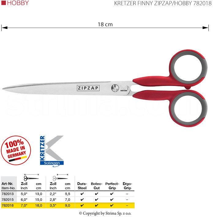 Kretzer Finny Zipzap/Hobby 782018 Nożyczki Krawieckie Uniwersalne Dł. 7 ...