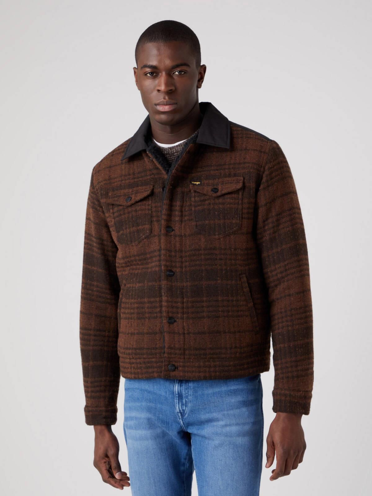 WRANGLER WOOL TRUCKER JACKET CARAFE BROWN W4E0SGXEP - Ceny i opinie ...