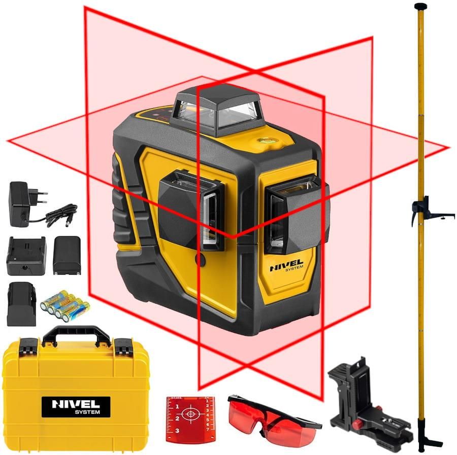 NIVEL SYSTEM CL3D Laser krzyżowy wiązka czerwona + tyczka rozporowa GT ...