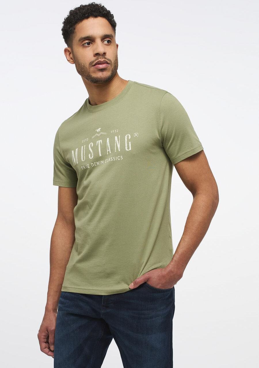 MUSTANG ALEX C MĘSKI T-SHIRT KOSZULKA NADRUK LOGO Print Oil Green ...