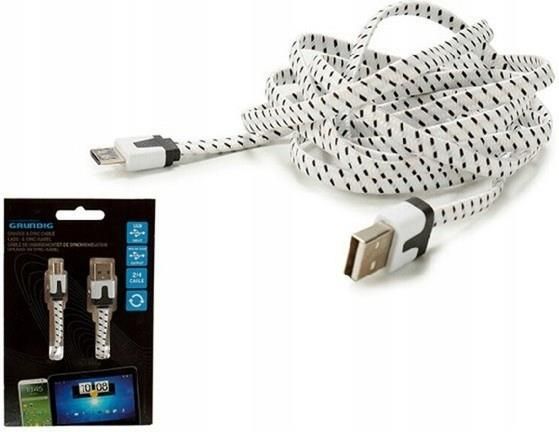Grundig kabel micro USB nylonowy biało-czarny 2m (26836504) - Opinie i ...