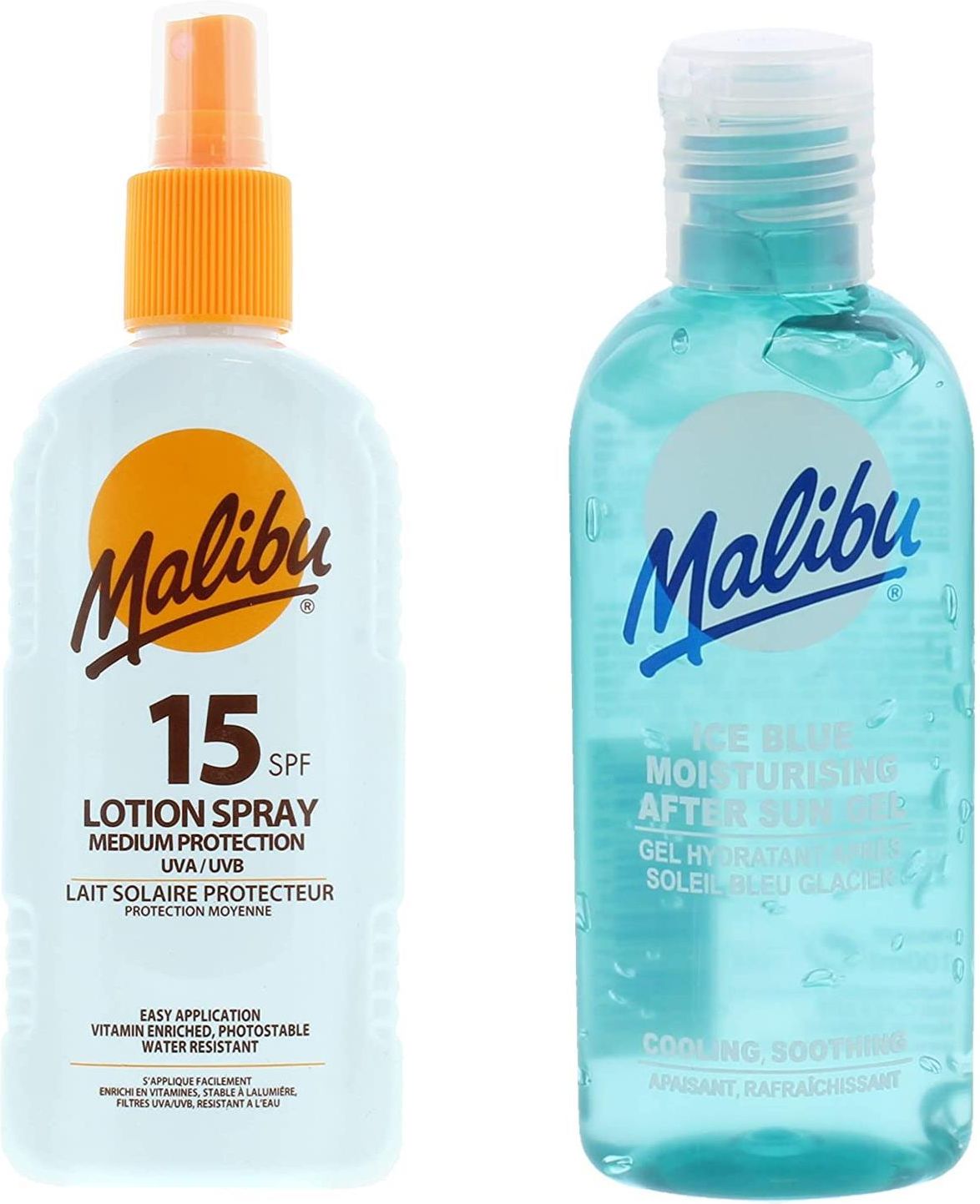 Malibu SPF15 Wodoodporny Spray 200ml + Żel Po Opalaniu 100ml - Opinie i ...