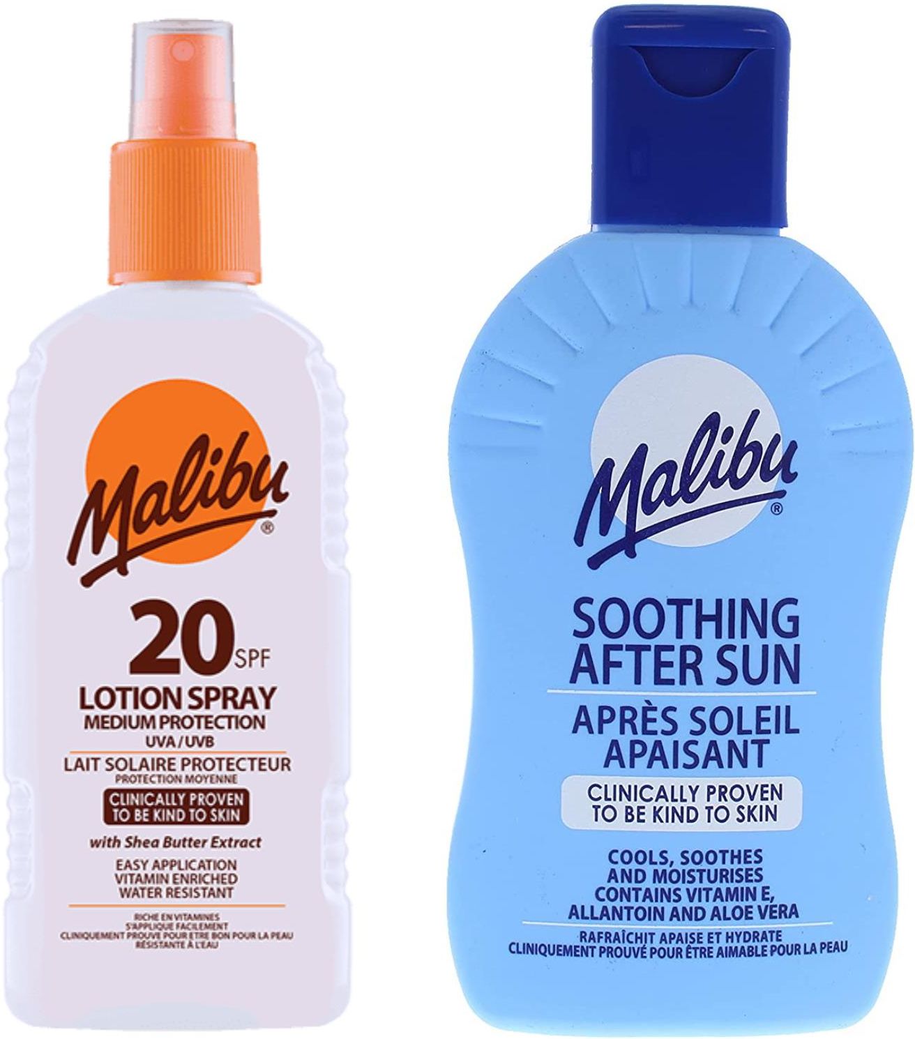 Malibu SPF20 Wodoodporny Spray 200ml + Balsam Po Opalaniu 200ml ...