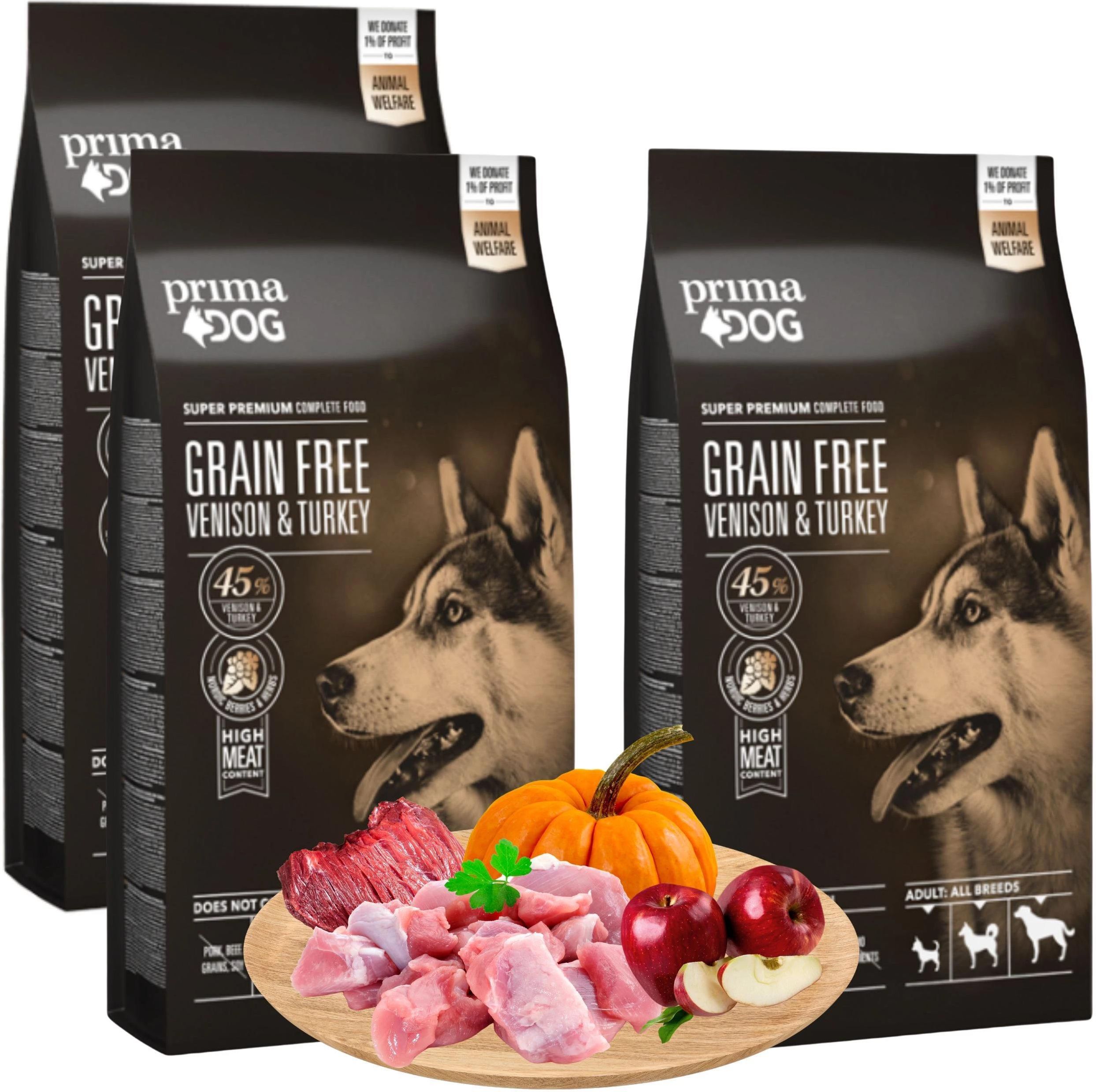 Karma Primadog Bezzbożowa Karma Z Dziczyzną I Indykiem Dla Psów Dorosłych 3X1,5Kg - Ceny i ...