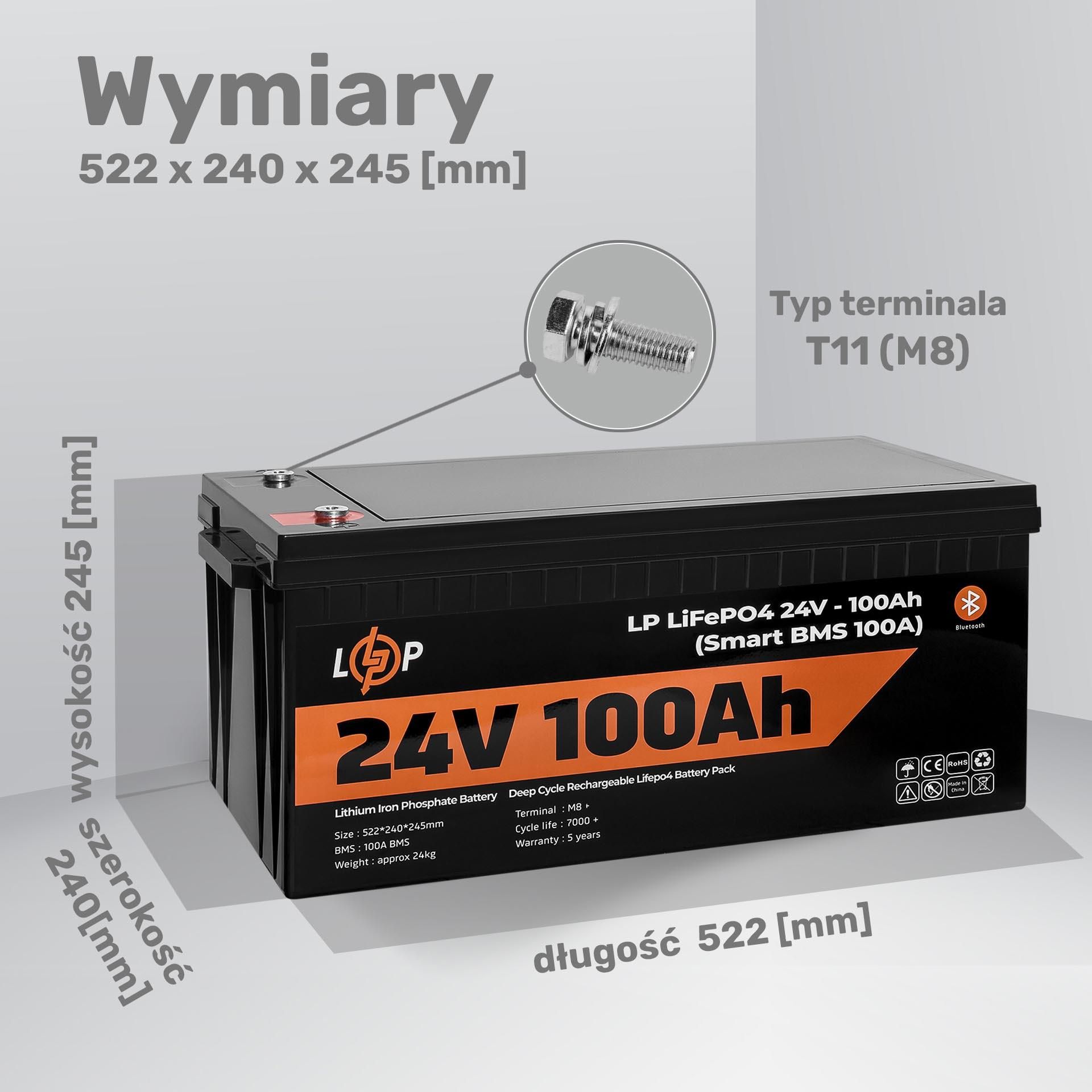Bateria do zasilacza Akumulator Smart LP LiFePO4 24V - 100 Ah (Smart ...