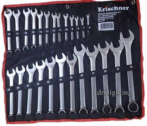 Krischner Klucze Płasko Oczkowe Komplet Kluczy 25szt. Cr-V KN2250 ...