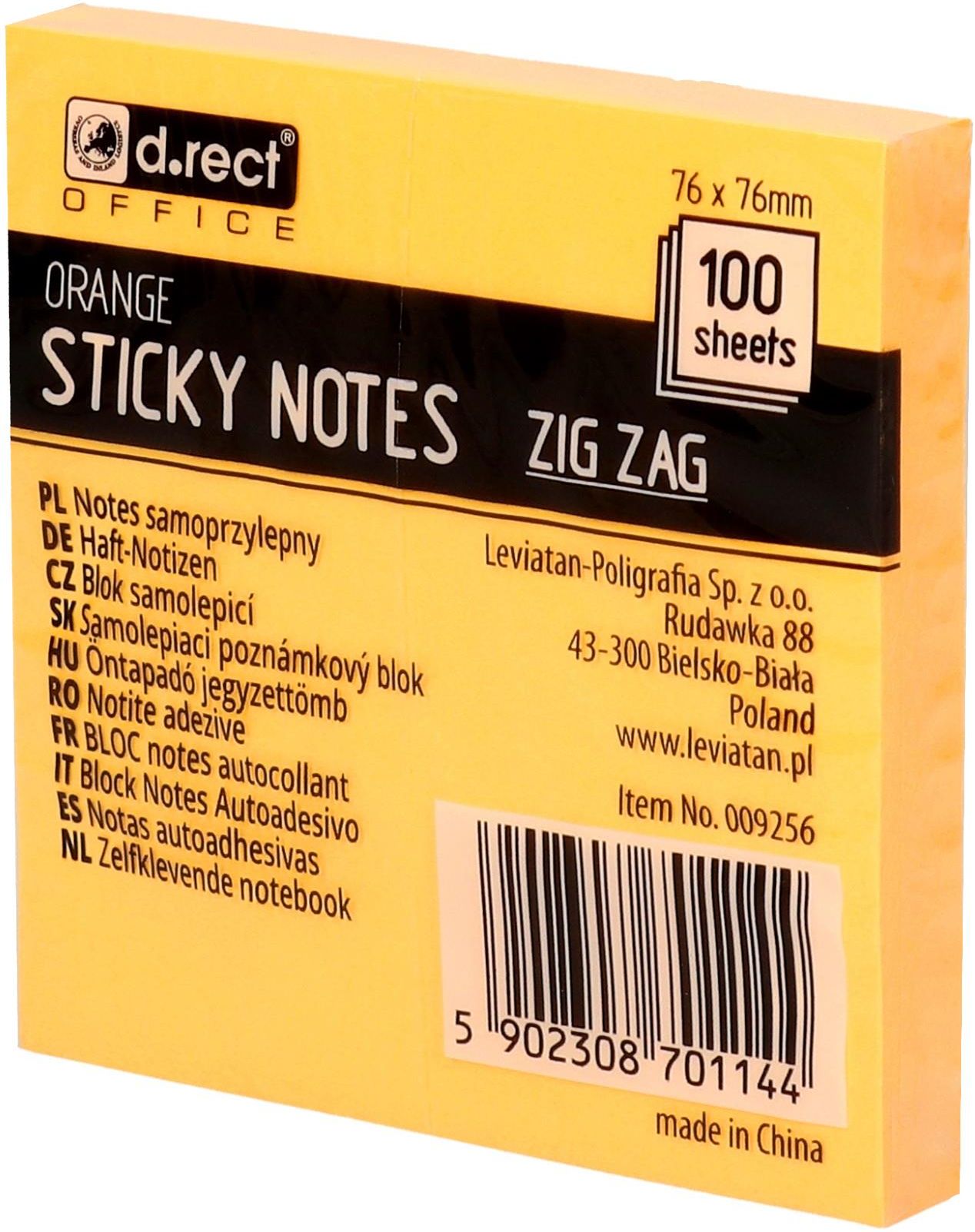 D Rect Karteczki Samoprzylepne 76X76/100 Pomarańczowe Harmonijka D'Rec ...