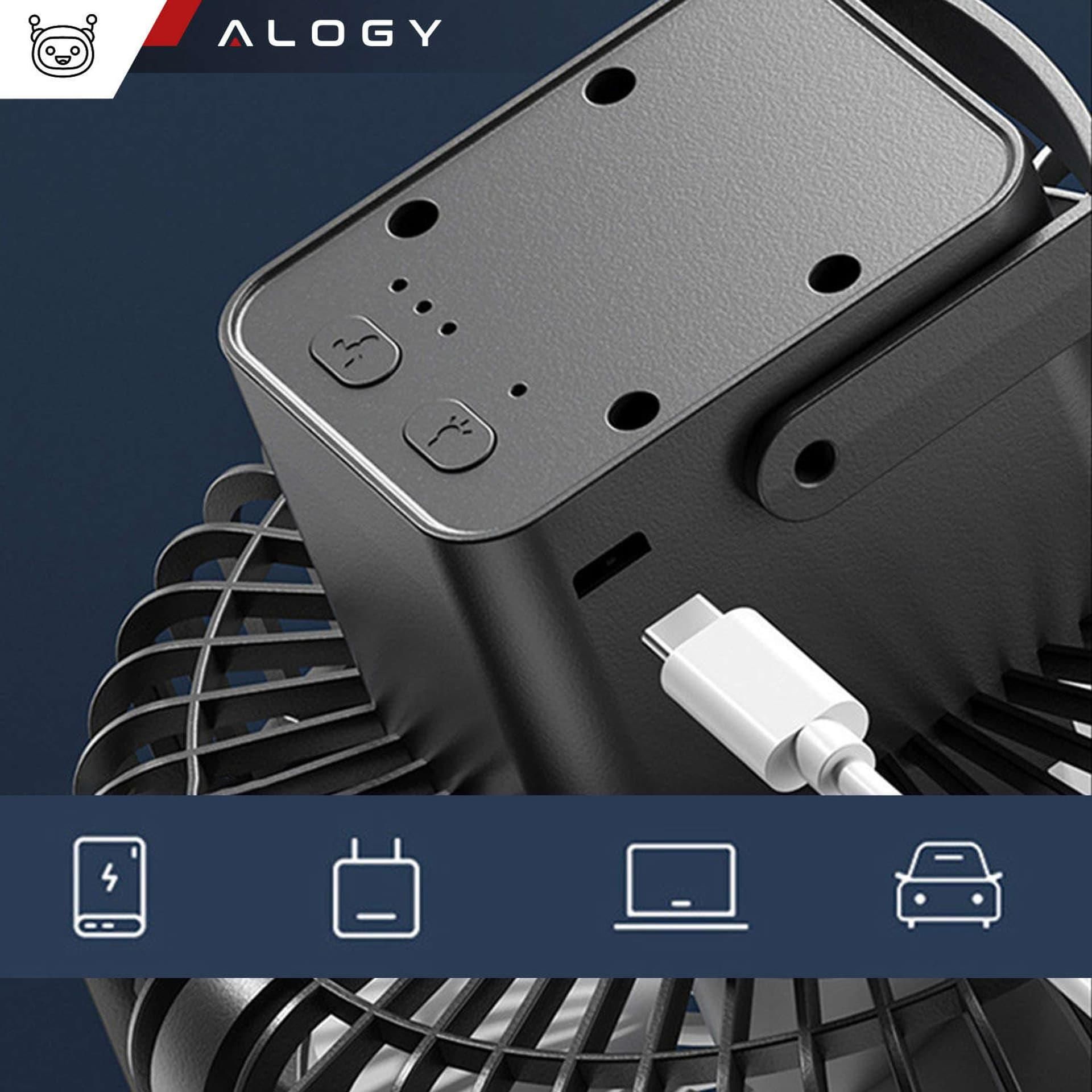 Alogy Wiatrak Wentylator Biurkowy Z Lampką 2W1 Przenośny Bezprzewodowy ...