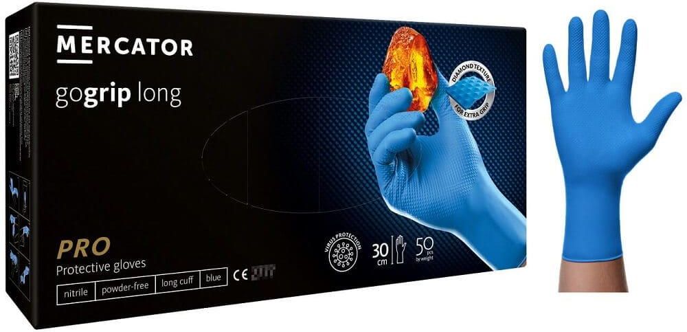 Mercator Medical Rękawice Nitrylowe Go Grip Czarne Black Long (S ...