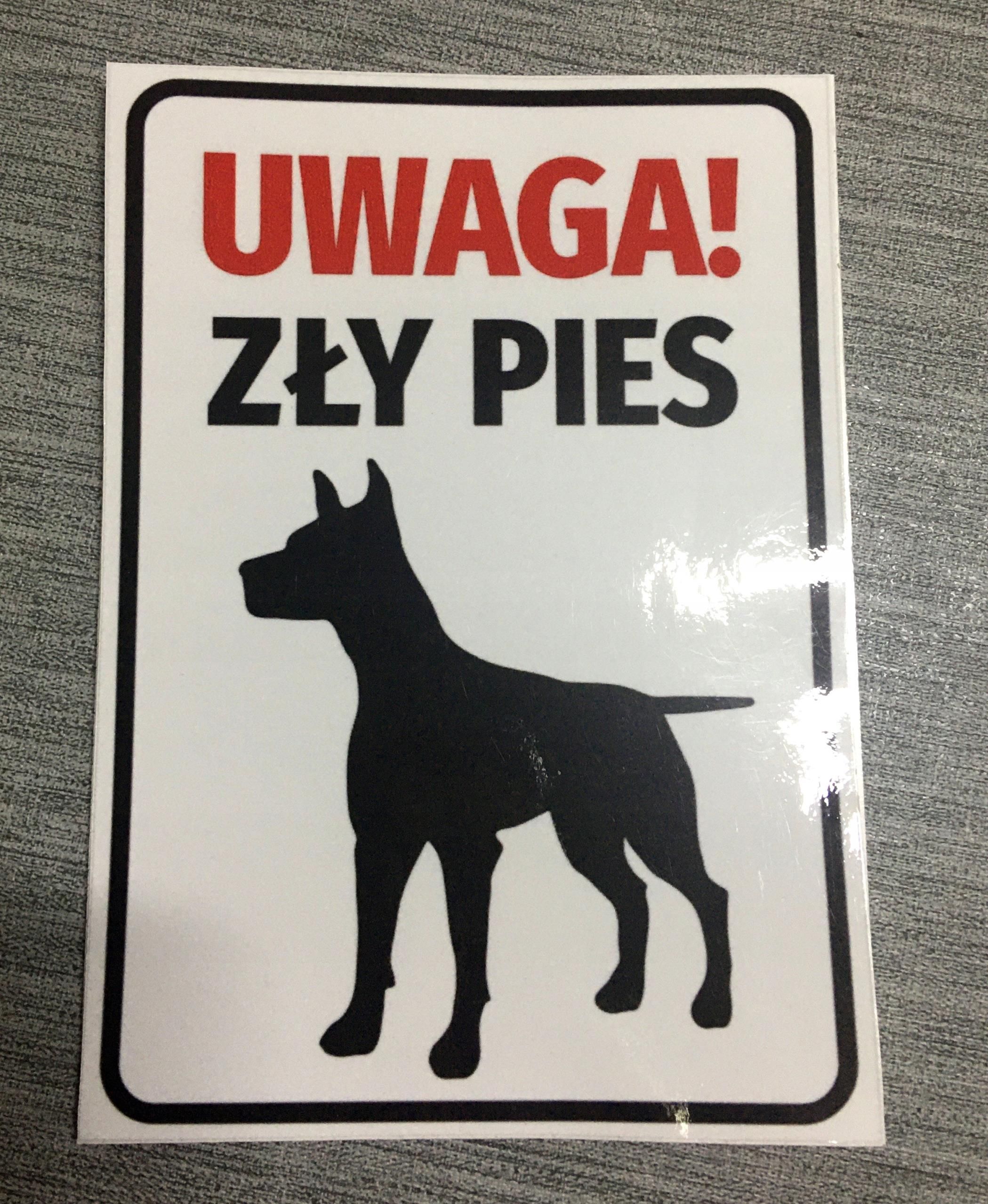 Uwaga Zły Pies Tabliczka Tablica Szyld 21X15Cm Pcv - Ceny i opinie ...