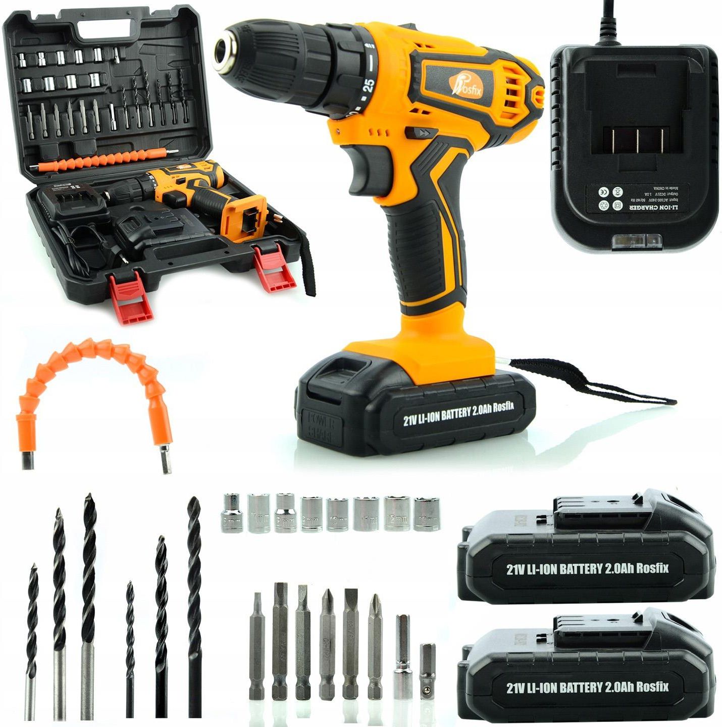 Wiertarko-wkrętarka WIERTARKO WKRĘTARKA AKUMULATOROWA 21V 2X2AH ROSFIX ...