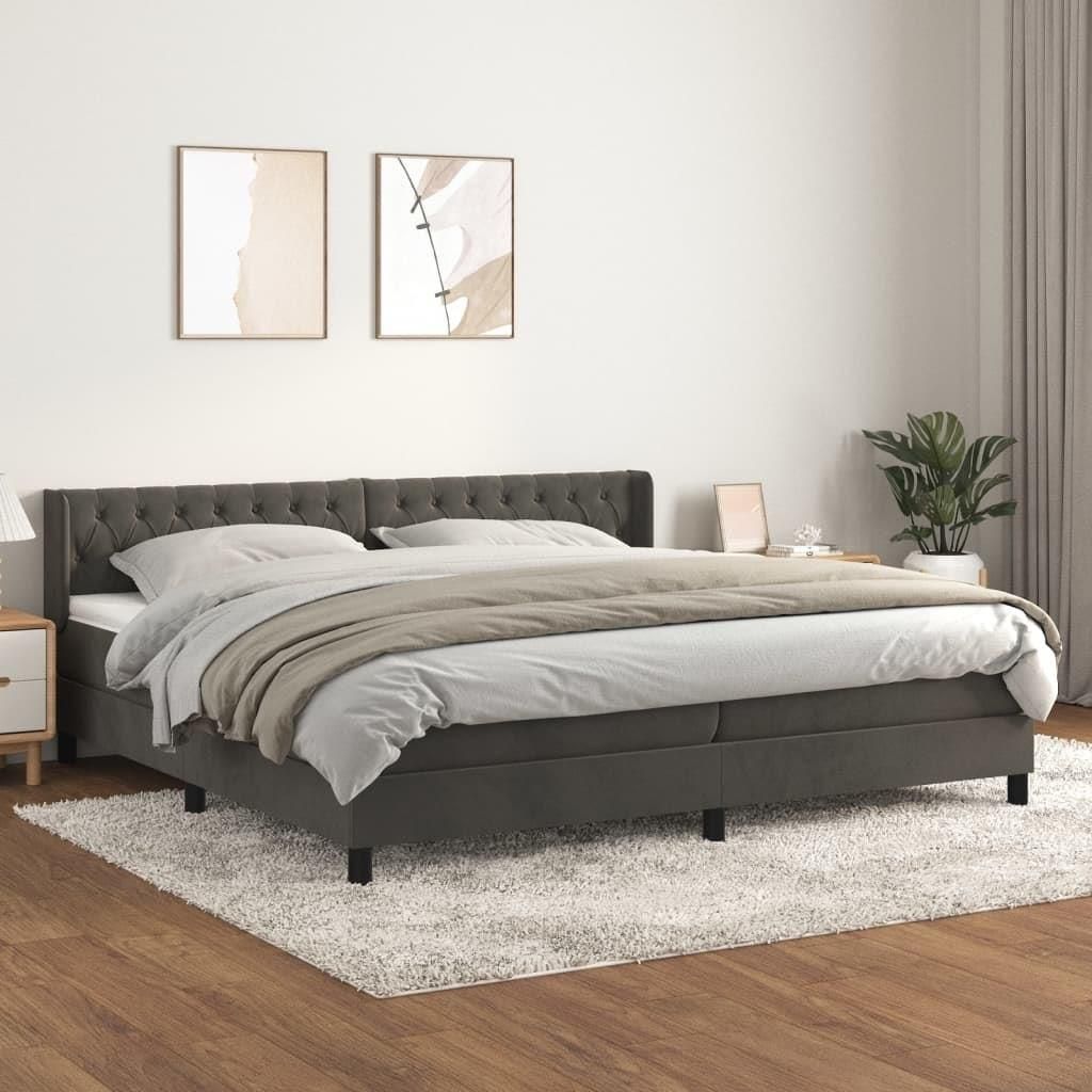 Vidaxl Box Spring Postel S Matrací Tmavě Šedá 200X200 Cm Samet 915474 ...