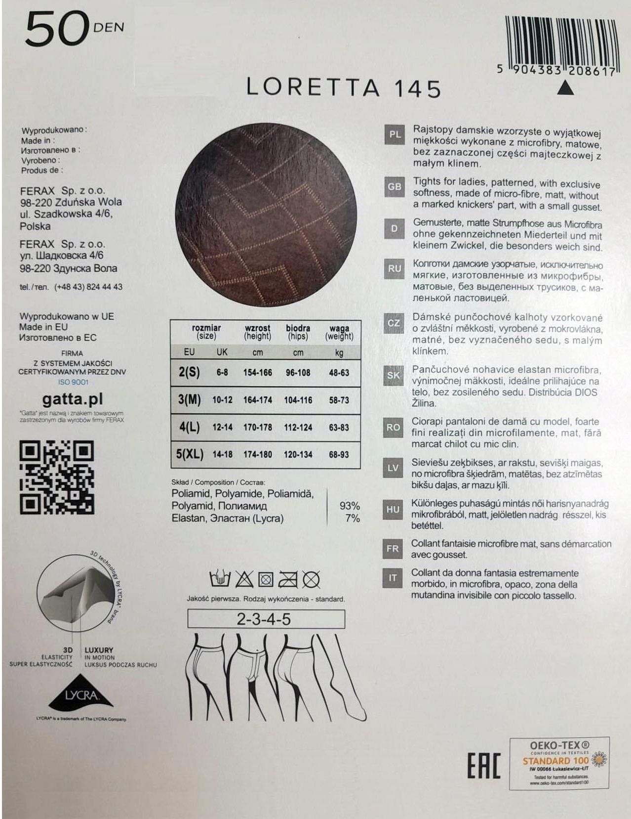 GATTA LORETTA 145 Rajstopy 50 DEN Nero / 5-XL - Ceny i opinie - Ceneo.pl