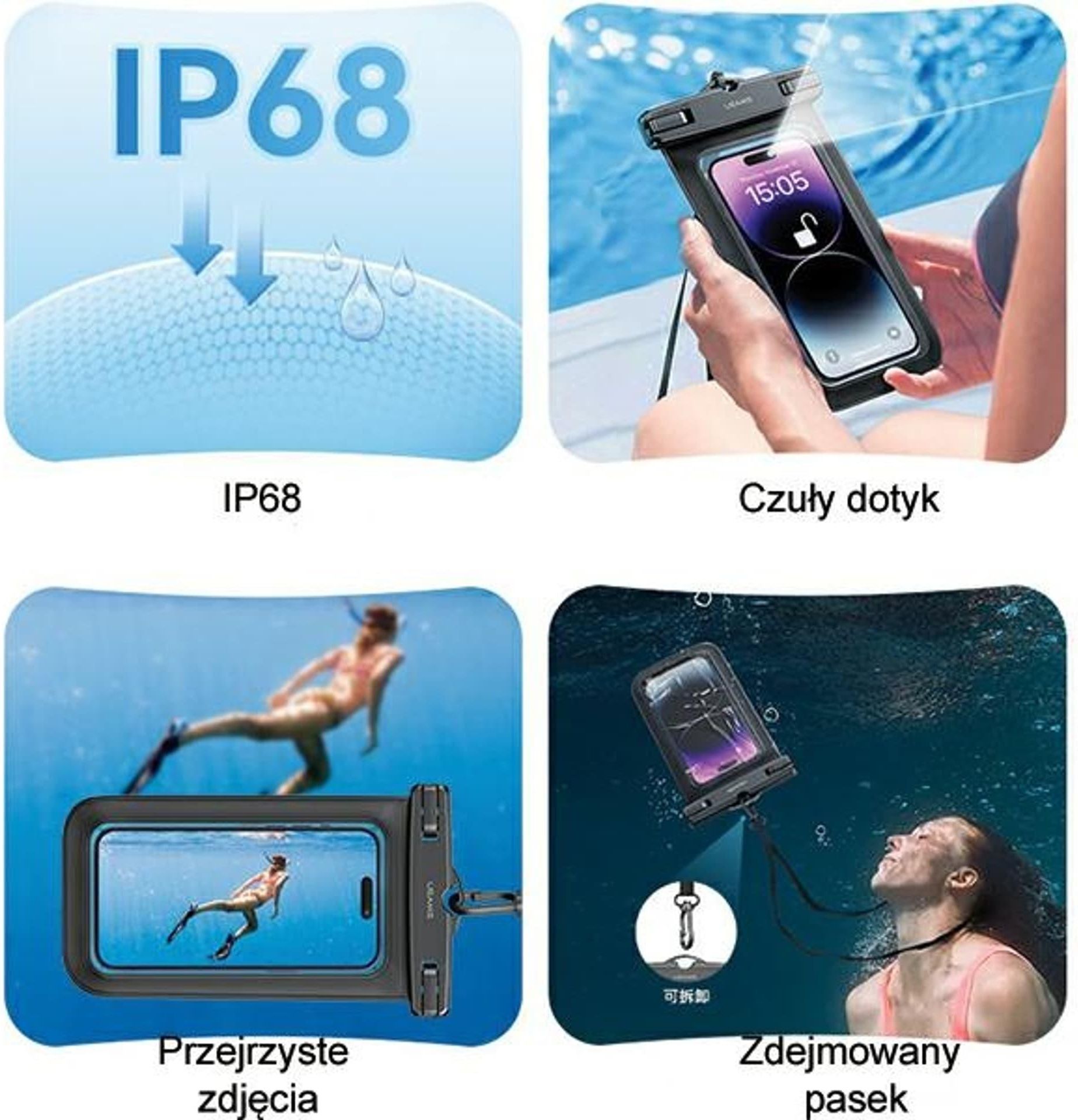 Usams Etui Wodoodporne 6 7 Ip68 Czarny Black Fsd1201 - Etui na telefon, ceny i opinie - Ceneo.pl