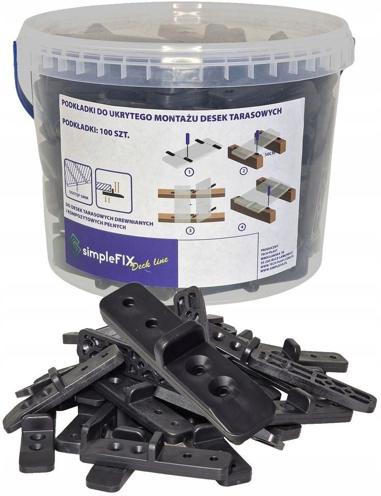 Simplefix Podkładki Ukrytego Montażu Desek Tarasowych 100szt. PT100 - Opinie i ceny na Ceneo.pl