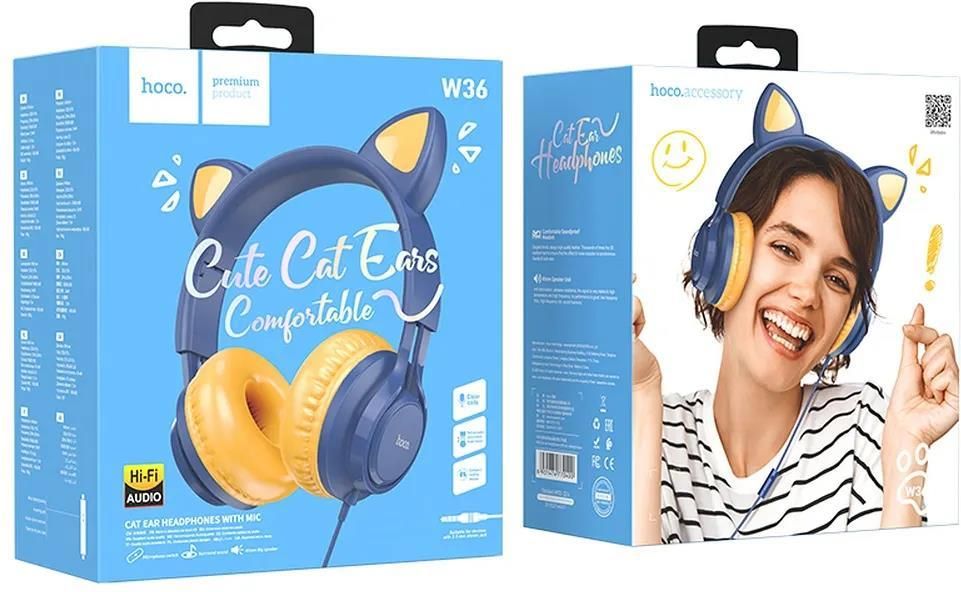 Słuchawki Hoco W36 Cat Ear Ciemno Niebieskie - Opinie i ceny na Ceneo.pl
