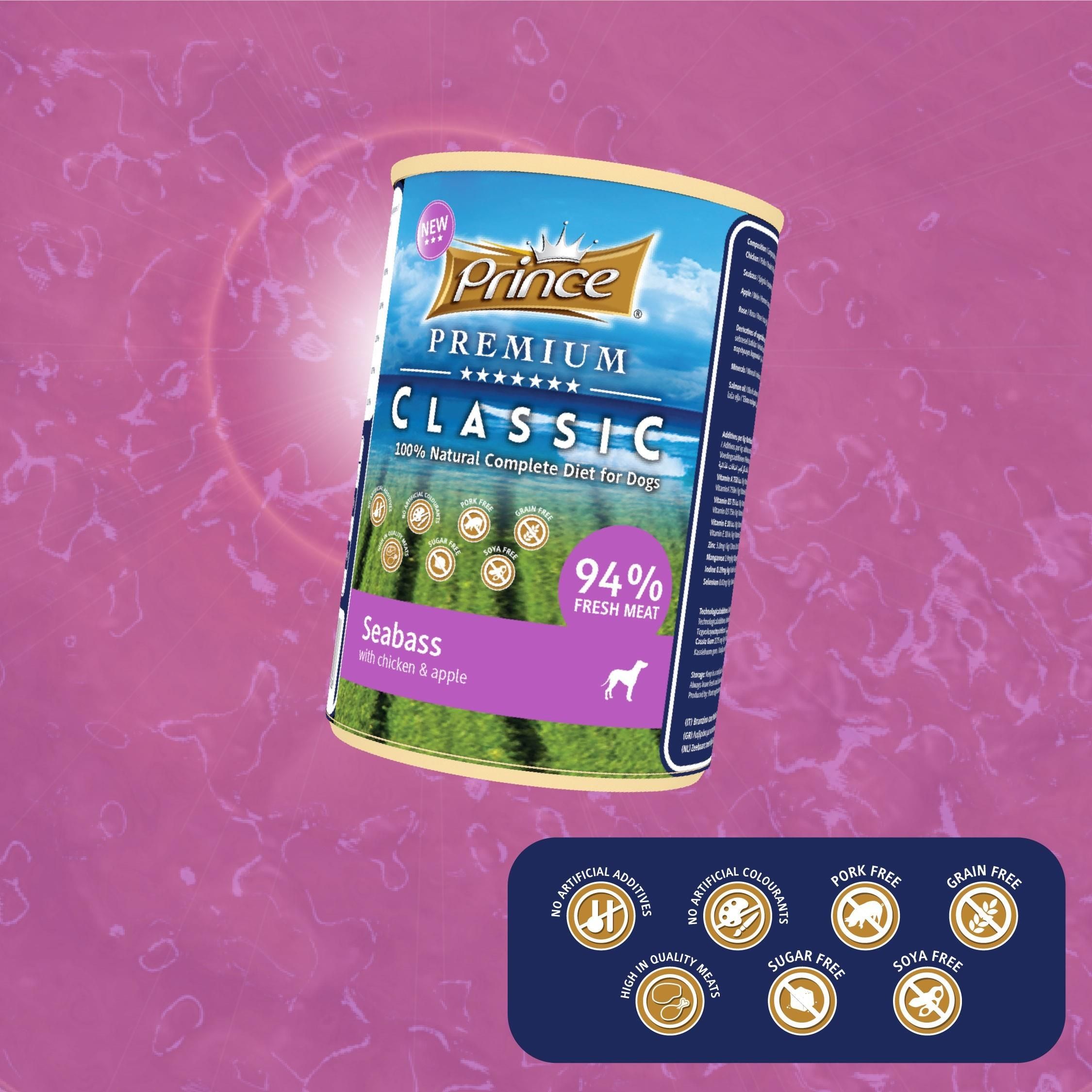 Karma Prince Premium Classic Seabass 94% mięsa (Okoń Morski ) 400g ...