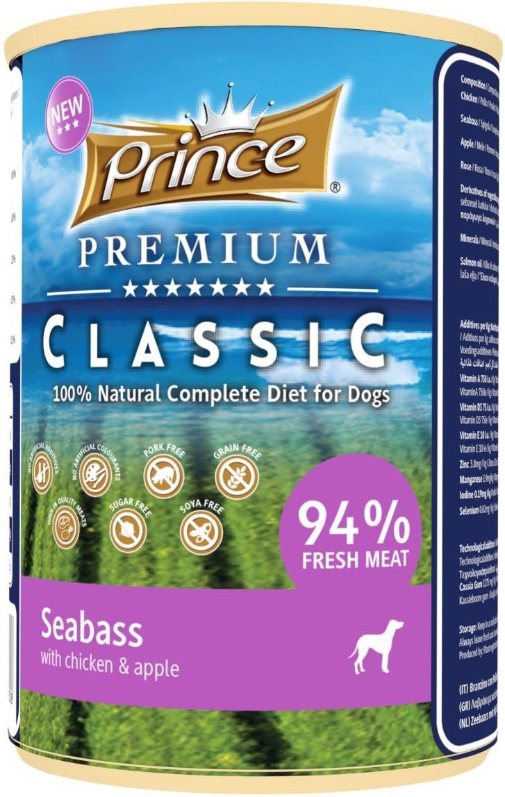 Karma Prince Premium Classic Seabass 94% mięsa (Okoń Morski ) 400g ...