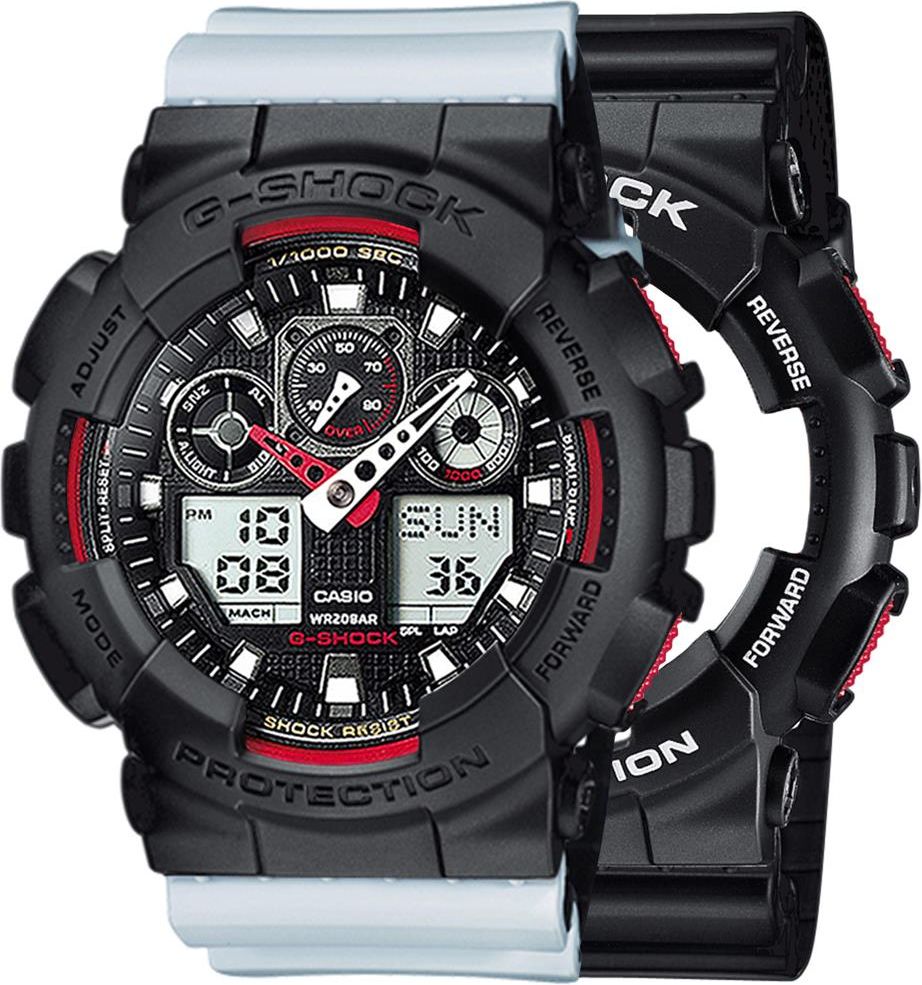 Casio G-SHOCK SET GA-100-1A4ER + BEZEL 10358741 + PASEK 10527469 ...