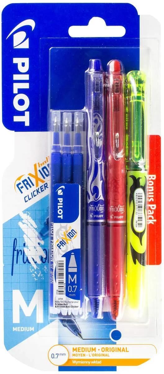 Zestaw Pilot Frixion Clicker 0,7 Niebieski Czerwony Zakreślacz Wkłady 3X Niebieskie - Ceny i ...