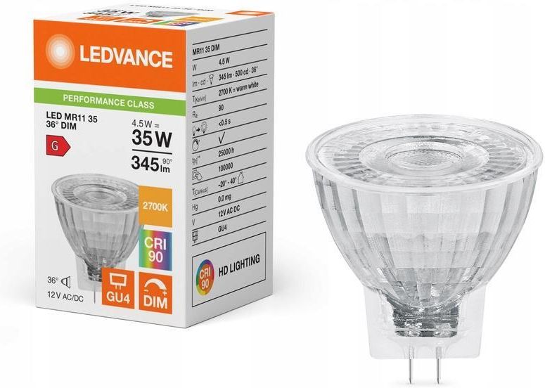 Ledvance Żarówka Led Parathom Mr11 Dim 20 36° 4,5W927 345Lm 12V Gu4 Warm White Ściemnialna ...