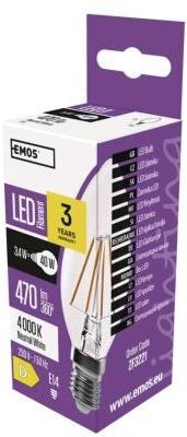 Emos Lighting Żarówka Led Filament Candle 3,4W E14 Neutralna Biel ...