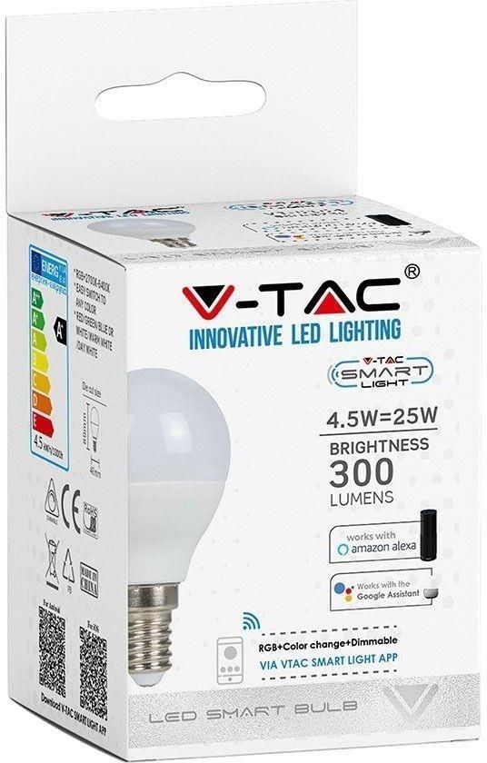 System domotyki V-Tac Żarówka Led Wifi 4.8W E14 Kulka P45 Smart Amazon Alexa Google Home Vt-5154 ...