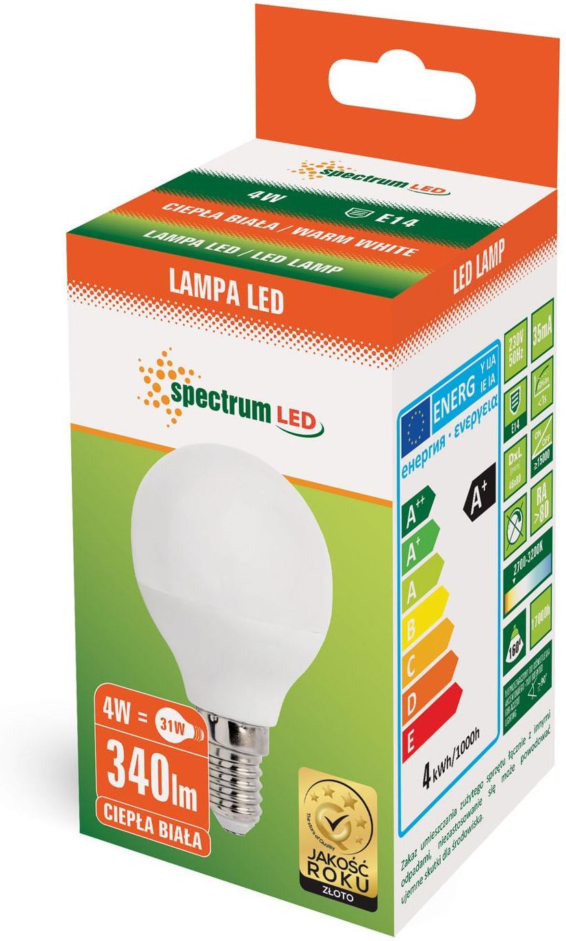 Spectrum Żarówka Led E14 4w Kulka Opinie I Atrakcyjne Ceny Na Ceneo Pl