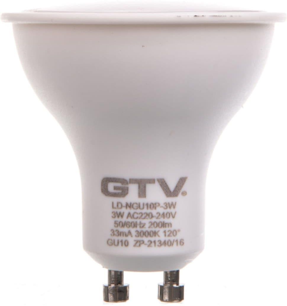 Gtv Żarówka Led Gu10 3W 220Lm Ciepłobiała 230V 120St. Ld-Ngu10P-3W ...