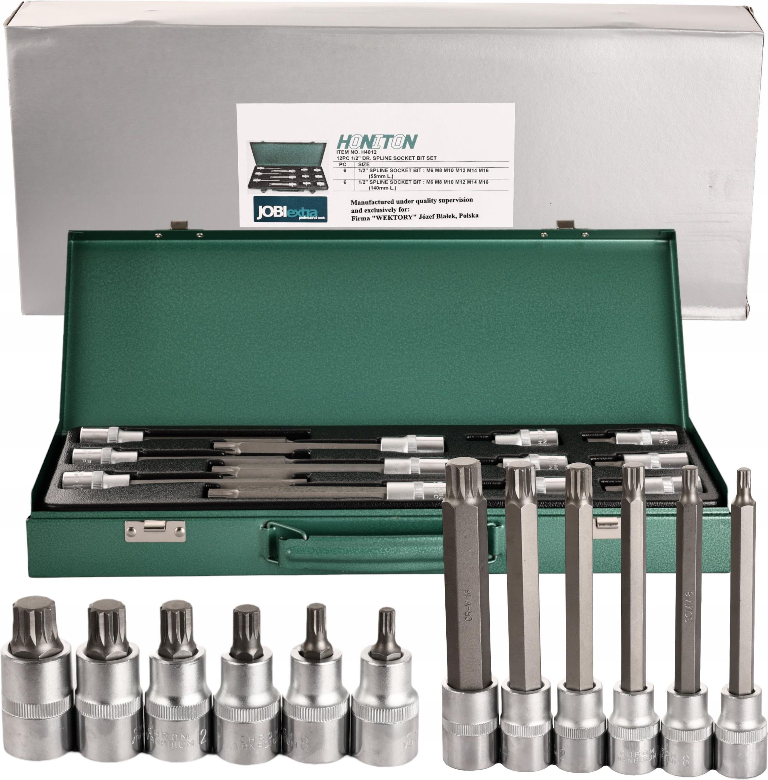 Zestaw narzędziowy Honiton Zestaw Nasadek Bity Spline 12El H4012 ...